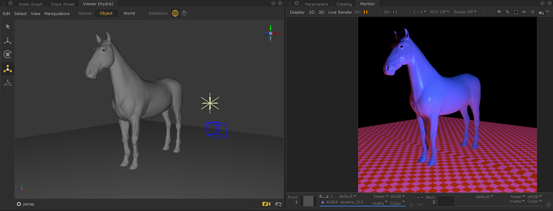 Live Rendering with the Hydra Viewer