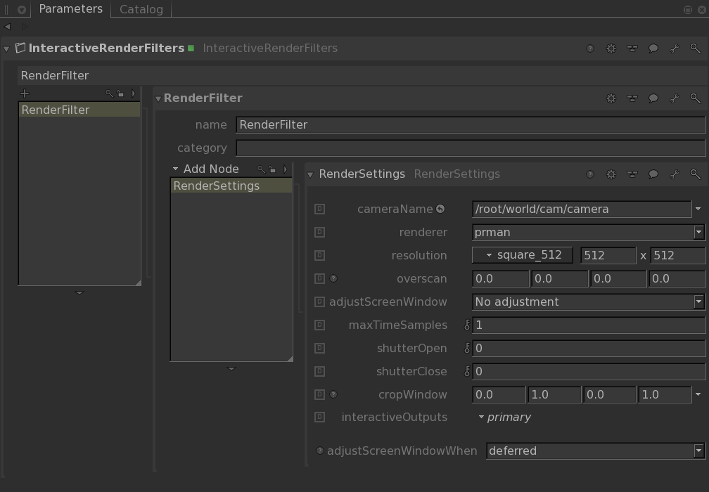 Setting up Interactive Render Filters