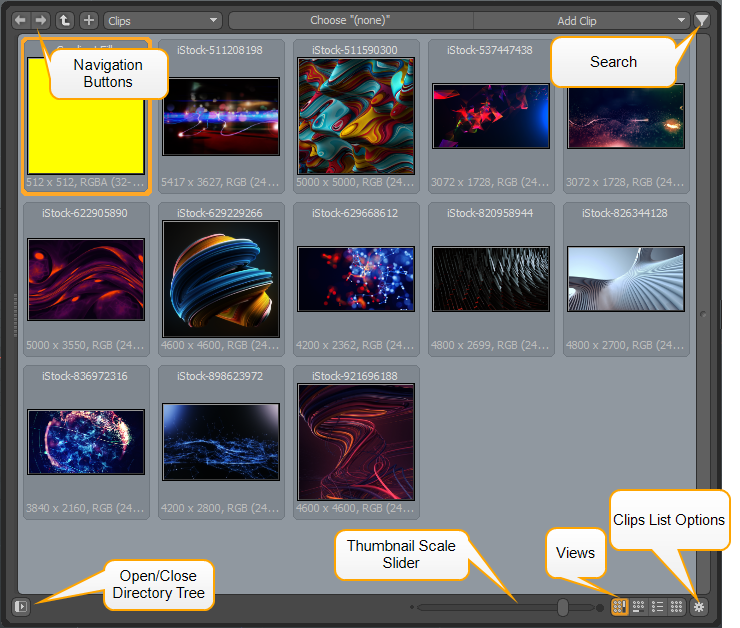 Images/Clips List