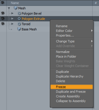 Freezing Mesh Operations